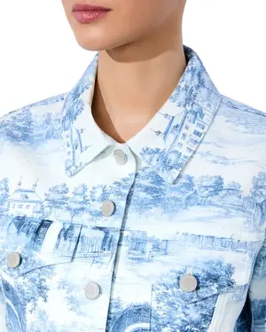 Alice + Olivia Chloe Boxy Cropped Jacket - Blue Multi