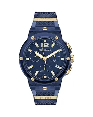 FERRAGAMO F-80 Translucent Chronograph, 44mm Blue/blue