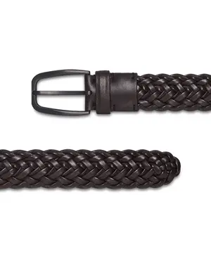 Zegna Braided Leather Belt - Dark Brown