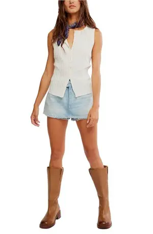Free People Tilly Rib Button-up Top - Ivory