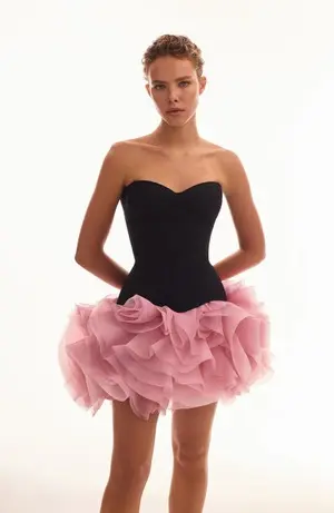 MILLA Organza Floral Mini Skirt - Pink