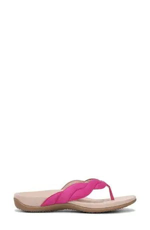Vionic Braided Leather Flip Flop - Rose Violet