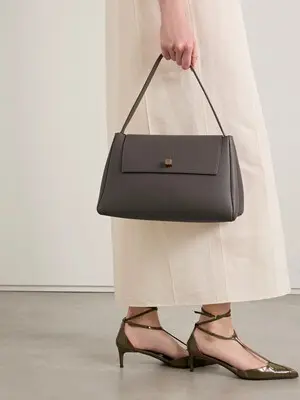 Khaite Audrey Textured-leather Shoulder Bag - Gray