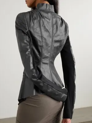 Rick Owens Hollywood Grosgrain-trimmed Leather Wrap Jacket - Black