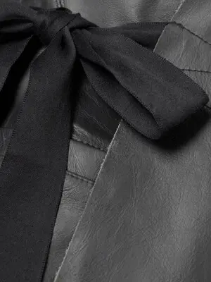 Rick Owens Hollywood Grosgrain-trimmed Leather Wrap Jacket - Black