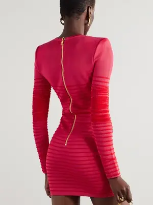 Balmain Wrap-effect Ribbed-knit Mini Dress
