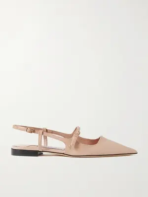 JIMMY CHOO Didi Patent-leather Slingback Flats - Neutrals