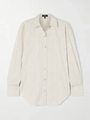 Theory Striped Cotton-blend Poplin Shirt