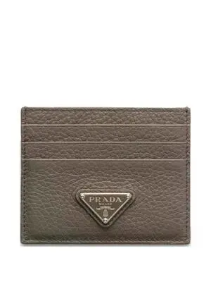 Prada Leather Card Holder - Grey