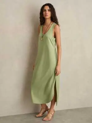 REISS Peyton Jersey Knit Maxi Dress - Green