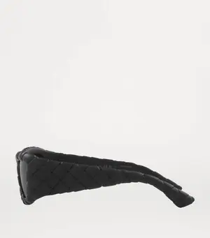 Bottega Veneta Bv1303s Intrecciato Rectangle Sunglasses - Black