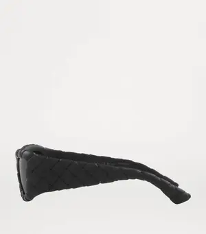 Bottega Veneta Bv1303s Intrecciato Rectangle Sunglasses - Black