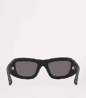 Bottega Veneta Bv1303s Intrecciato Rectangle Sunglasses - Black