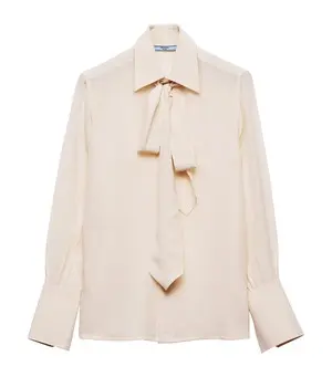 Prada Silk Marocain Blouse - Neutral