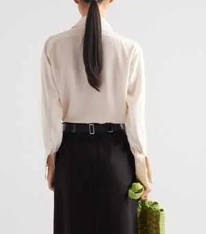 Prada Silk Marocain Blouse - Neutral