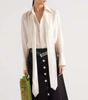Prada Silk Marocain Blouse - Neutral