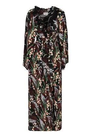 P.a.r.o.s.h Printed Crepe Dress - Black