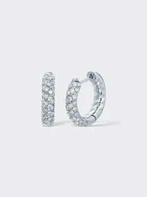 ANITA KO Pave Diamond Zoe Huggie Earrings - 18k White Gold