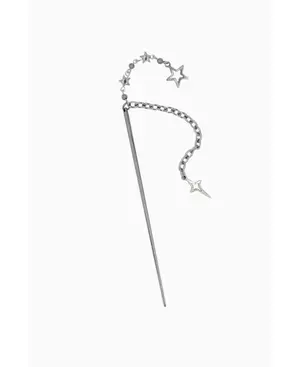 VELVET LUNA Steel Hair Pin With Star Charm - Silver