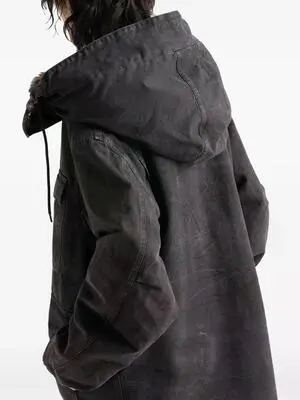 Prada Canvas Coat With Shearling Lined Hood