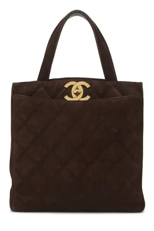 Chanel Quilted Suede Turnlock Tote