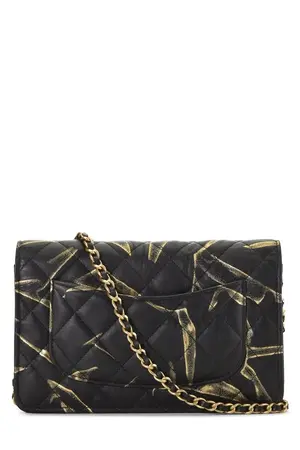 Chanel Calfskin Classic Quilted Wallet On Chain - Black