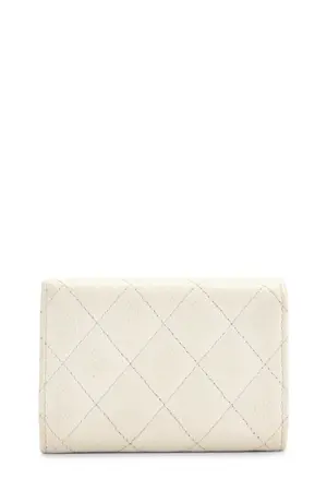 Chanel Caviar Classic Flap Compact Wallet - White