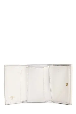 Chanel Caviar Classic Flap Compact Wallet - White