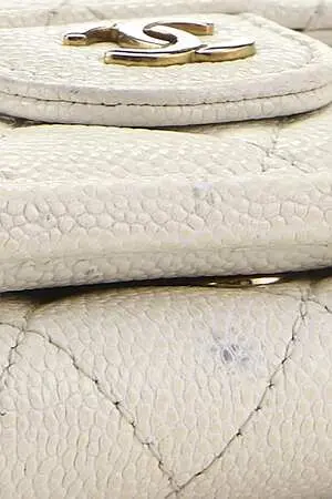 Chanel Caviar Classic Flap Compact Wallet - White
