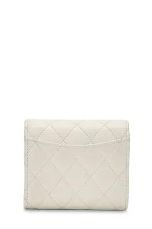 Chanel Caviar Classic Flap Compact Wallet - White
