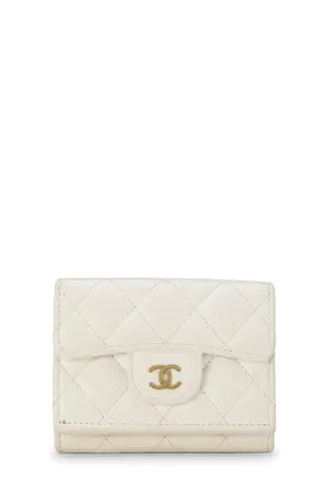 Chanel Caviar Classic Flap Compact Wallet - White