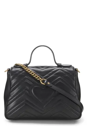 Gucci Leather Gg Marmont Top Handle Flap Bag
