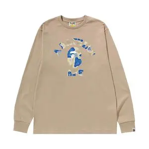 A BATHING APE Liquid Camo College Long-sleeve Tee 'beige