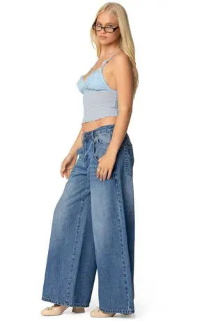 EDIKTED Berkley Lace Trim Sheer Mesh Camisole