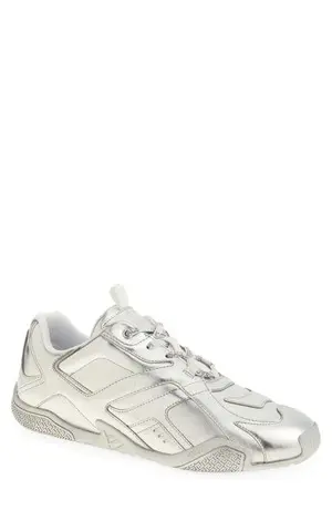Versace Galaxia Metallic Leather Sneakers - Silver