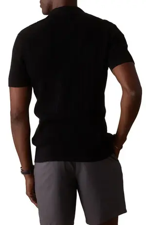 THE NORMAL BRAND Robles Textured Knit Polo - Black