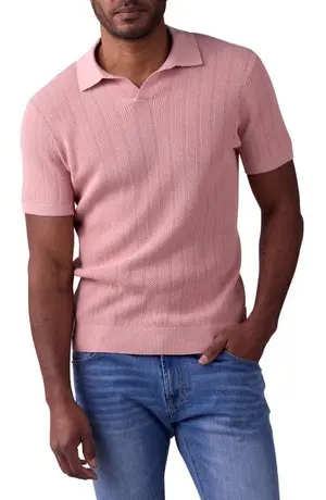THE NORMAL BRAND Robles Textured Knit Polo Dusty Rose