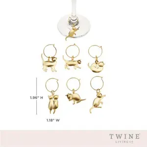 TWINE Cat Wine Charms Set Of 6