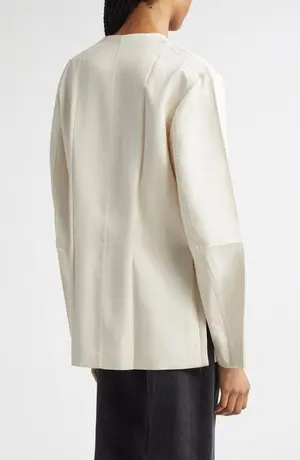 SETCHU Origami Collarless Belted Silk & Virgin Wool Jacket