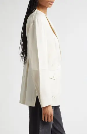 SETCHU Origami Collarless Belted Silk & Virgin Wool Jacket