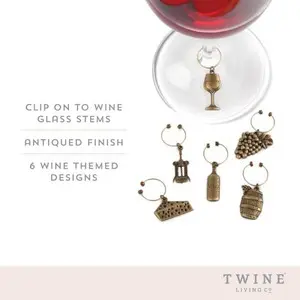 TWINE Vineyard Wine Charms Set Of 6