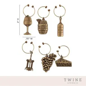 TWINE Vineyard Wine Charms Set Of 6