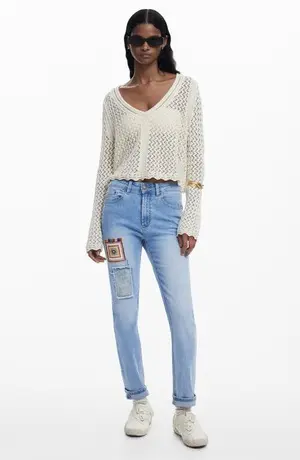 Desigual Embroidered Patch Skinny Jeans