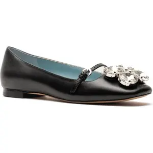 FRANCES VALENTINE Josephine Crystal Embellished Flat - Black