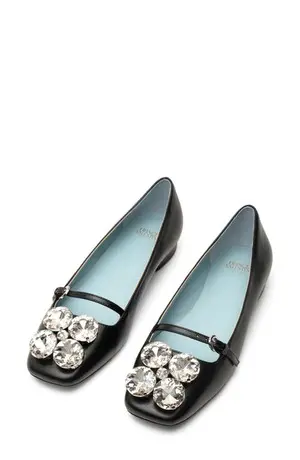 FRANCES VALENTINE Josephine Crystal Embellished Flat - Black
