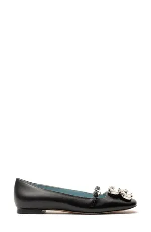 FRANCES VALENTINE Josephine Crystal Embellished Flat - Black