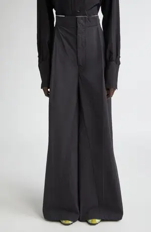 MAISON MARGIELA Pleated Wide Leg Trousers - Black