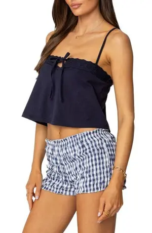 EDIKTED Odette Tie Front Crop Top