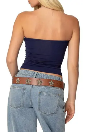 EDIKTED Annelise Strapless Tube Top - Navy