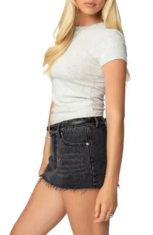 EDIKTED Daphney Rib T-shirt - Light-gray